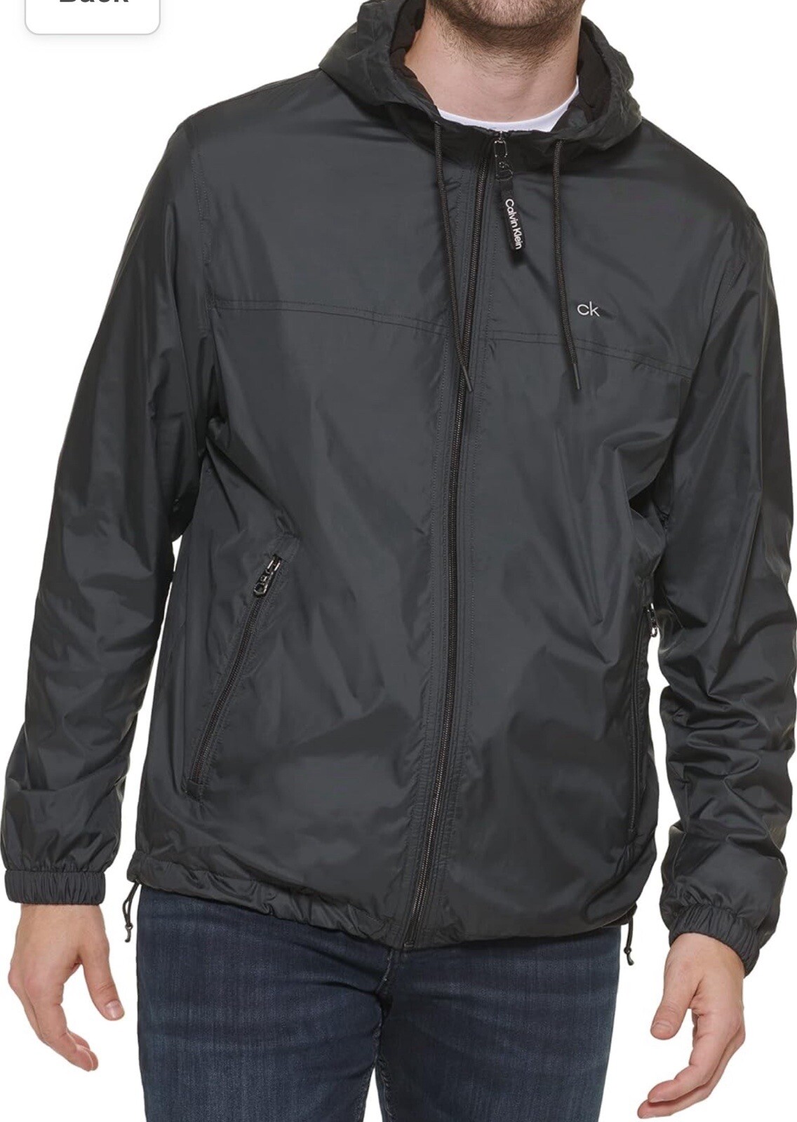 Calvin Klein Men’s Windbreaker Jacket BLACK SMALL Hooded Lined ...