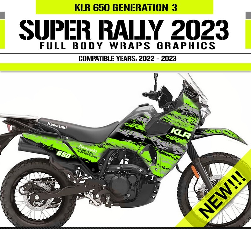 KAWASAKI KLR650 GRAPHICS KIT DECALS SUPER RALLY YELLOW CAT 2022 - 2025 ...