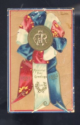 VINTAGE PATRIOTIC POSTCARD GELCOAT GAR MEMORIAL DAY 1911 KIRKVILLE ...