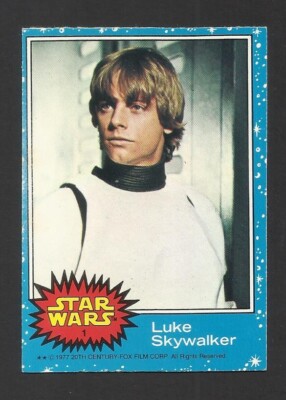 LUKE SKYWALKER #1 CARD star wars 1977 topps trading cards UK ISSUE BLUE ...