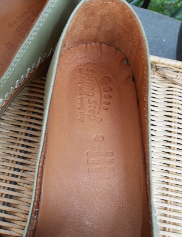 Women Spring Step Ingrid Green Brown Leather Slip on Loafer Shoes NEW ...