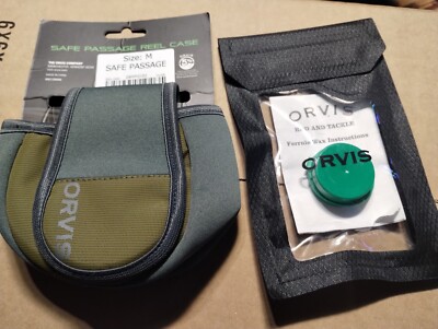 Orvis Green Safe Passage Reel Case + Pouch + Ferrule Wax All New | eBay