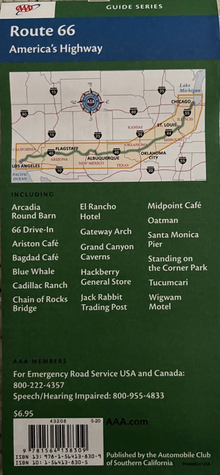 New AAA ROUTE 66 - AMERICA'S HIGHWAY ROAD MAP 8 State Route - THE ...