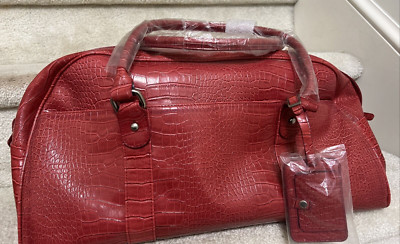 NWT Vintage Bath & Body Works Red Faux Croc Oversize Overnight Bag ...