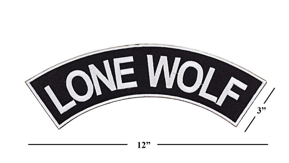 Lone Wolf White on Black Iron on Patch Top Rocker for Jacket,Vests | eBay