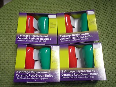 4 X 2 CT Light Keeper Pro 2 Vintage Replacement Ceramic Red Green Bulbs ...
