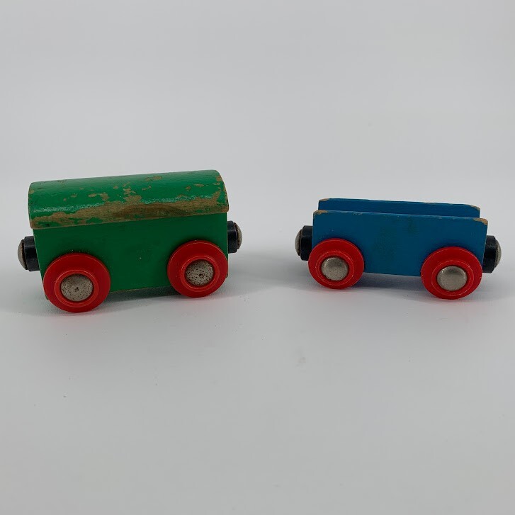 Vintage 1990s Authentic BRIO Train Car Magnet Blue Beechwood / Green ...