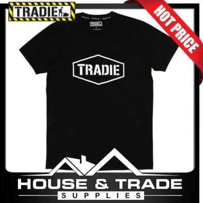 Tradie Tee T-Shirt BLACK Cotton/Polyester Various Sizes Available ...
