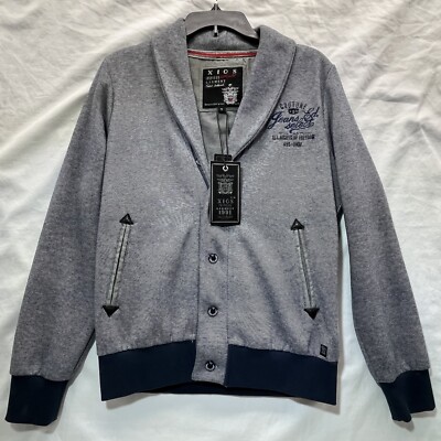 Xios Collared Jacket Mens sz Small Navy Vintage Inspired Garment | eBay