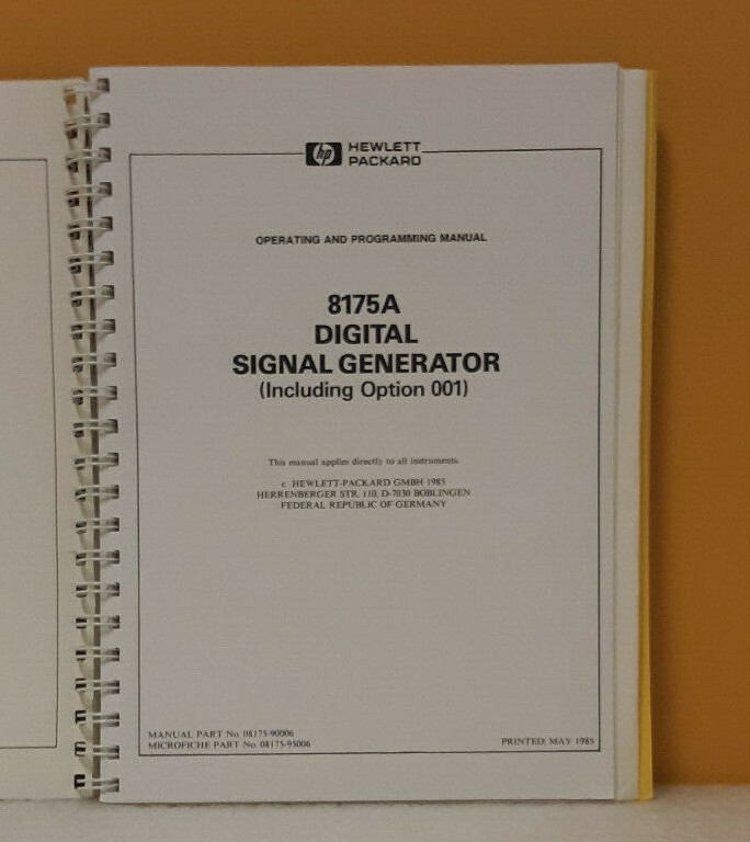 HP 08175-90006 8175A Digital Signal Generator Operation & Programming ...