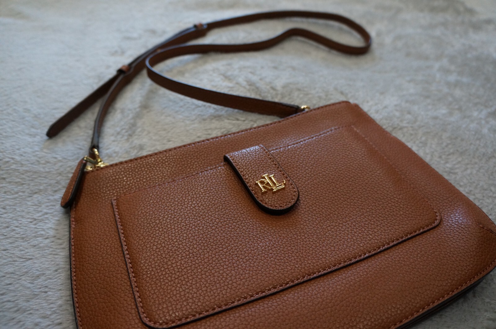 Lauren Ralph Lauren Pebbled Leather Medium Jamey Crossbody | eBay