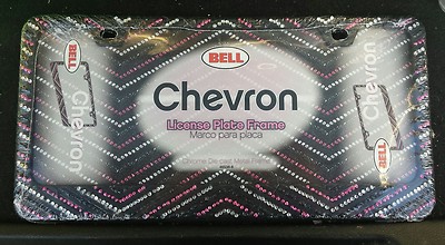 Bell Chevron License Plate Frame Pink&black&white Rhinestones Bedazzl ...