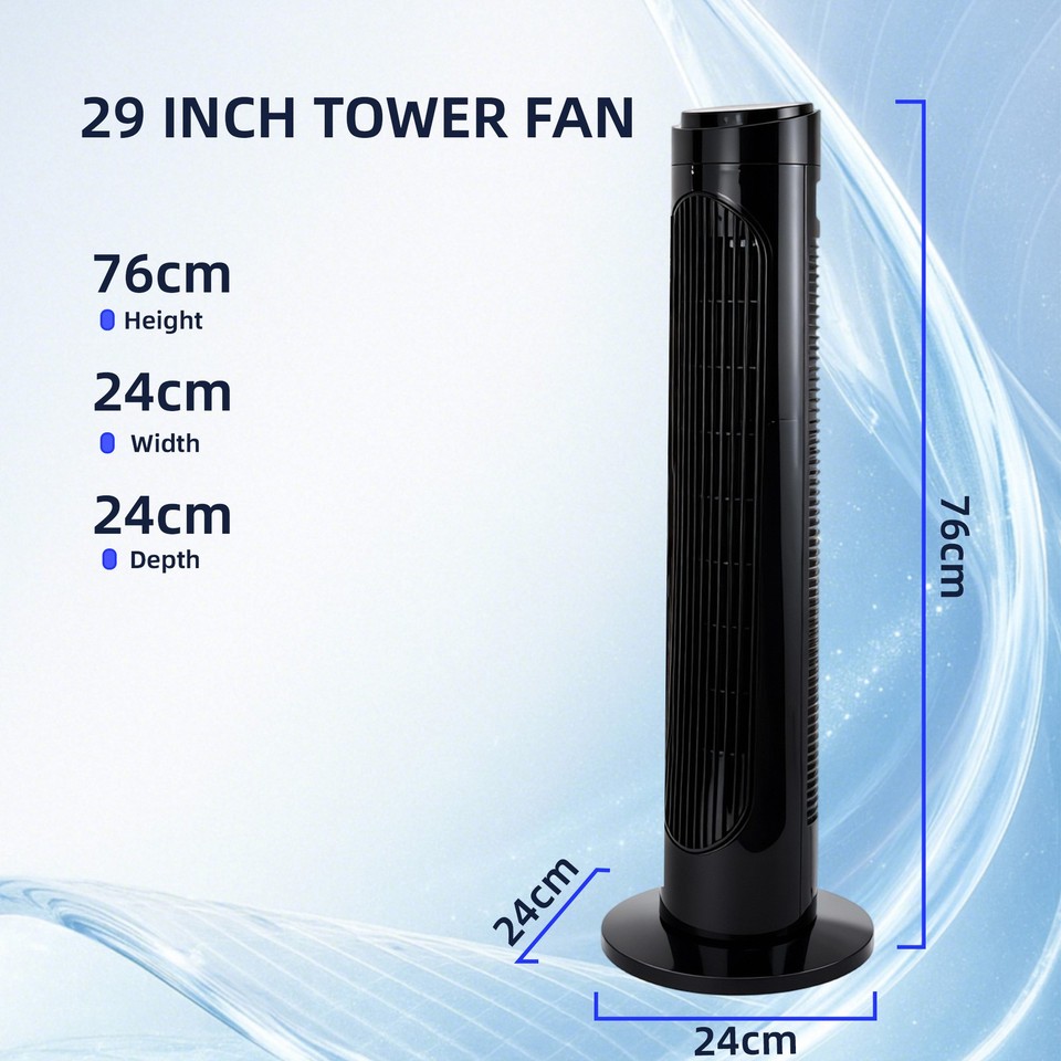 29'' Oscillating Tower Fan Air Cooling 3Speed Portable Stand With ...