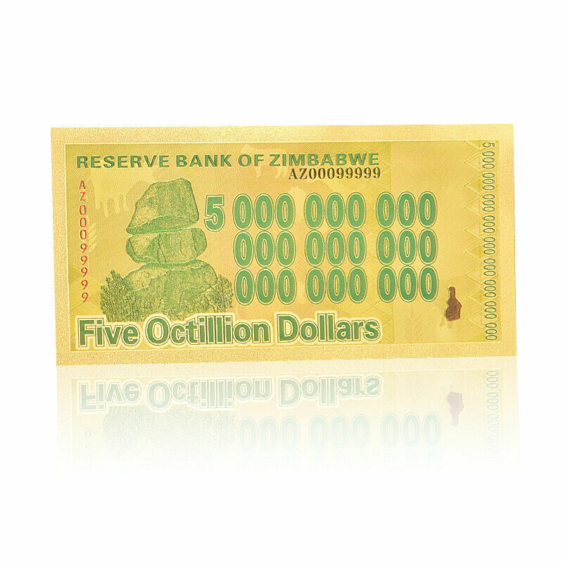 Zimbabwe 5 Octillion Gold Foil Banknote Reserve Bank Zimbabwe Note | eBay