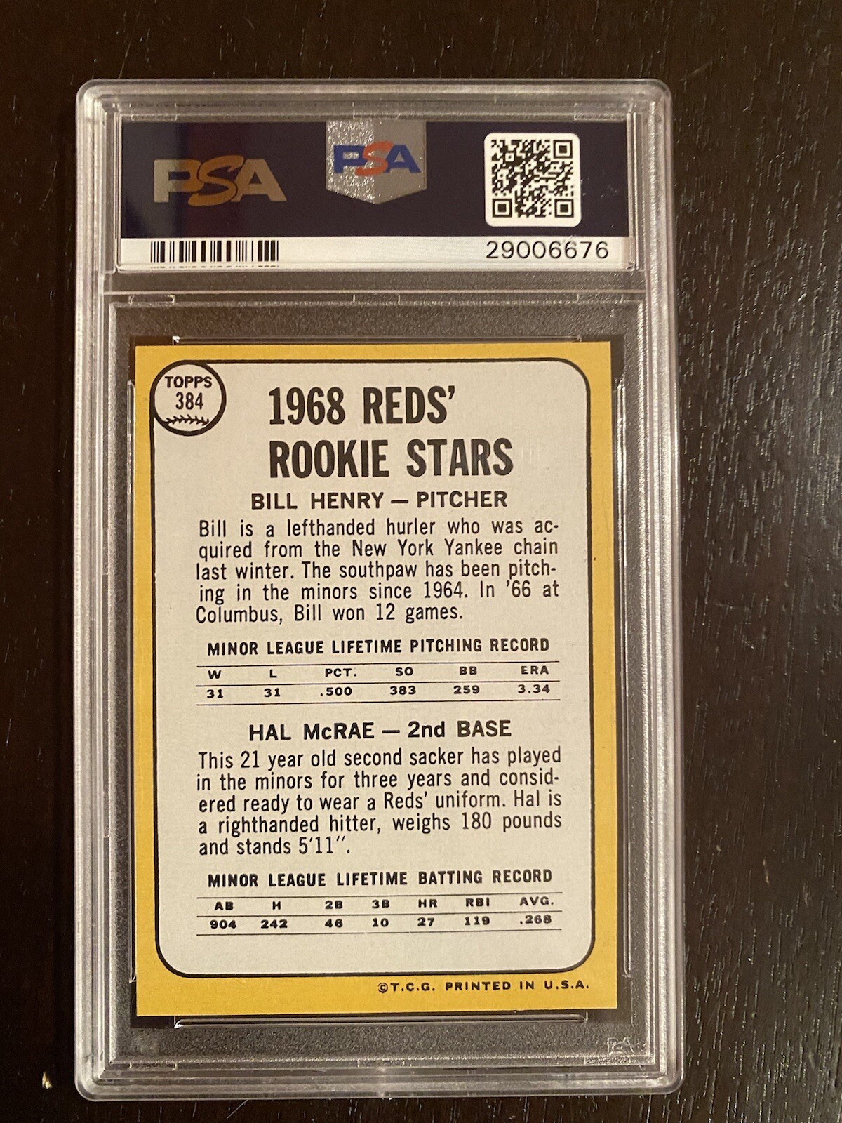 1968 Hal McRae Rookie Card Topps #384 PSA 7 | eBay