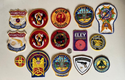 Lot of 15 vintage shooting hunting gun club sew on embroidered patches ...