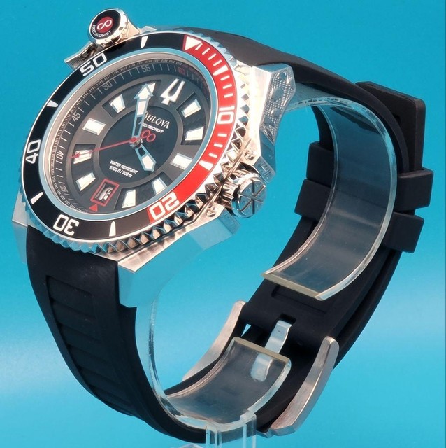 Bulova Precisionist 98B166 48 mm Black Quartz Case with Black Rubber ...