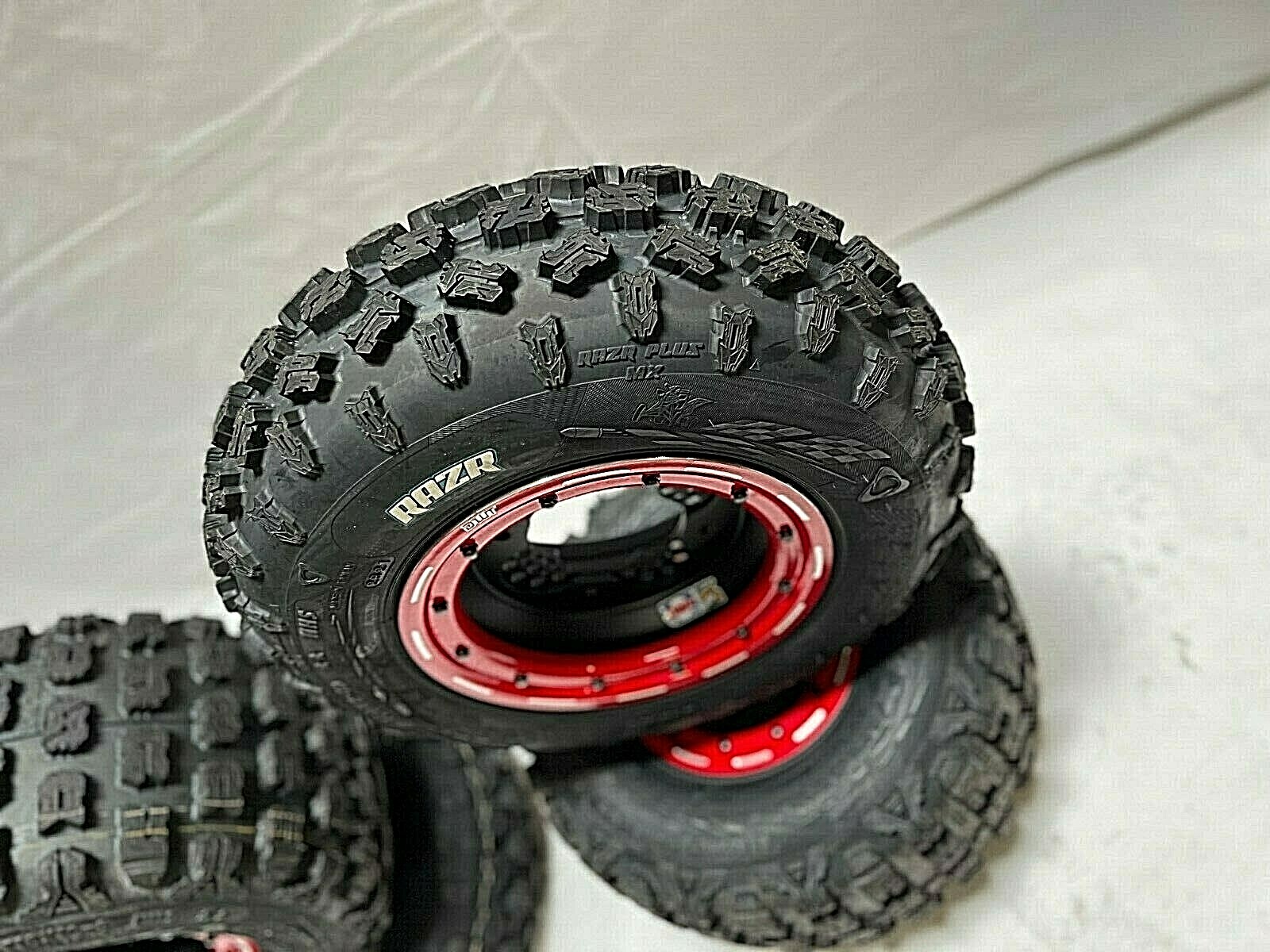 DWT G3 Beadlock Rims Maxxis Razr Plus MX Tires Front Rear YFZ450 ...