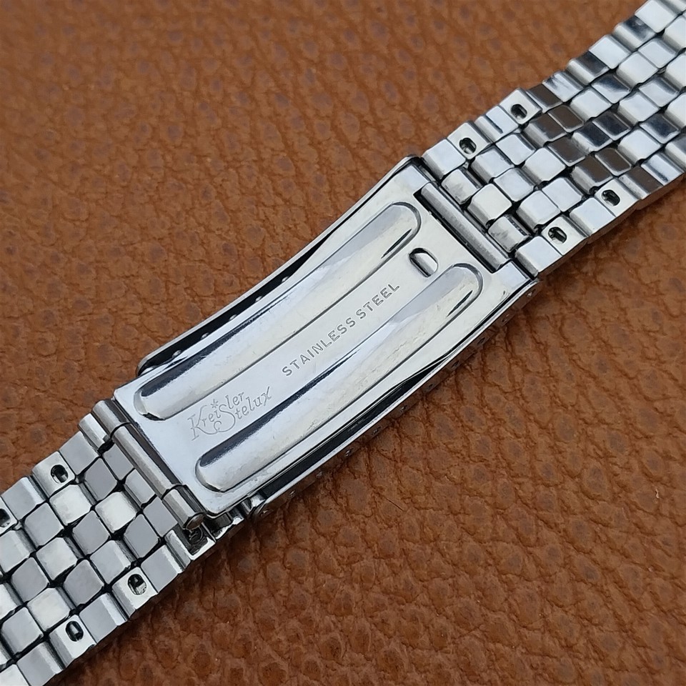 Vintage 18mm Bulova Kreisler Stelux Brick-Link Stainless Steel Unused ...