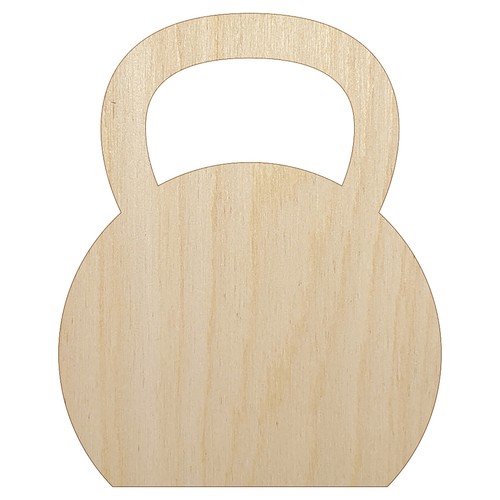 Kettlebell Weight Solid Unfinished Wood Shape Piece Cutout DIY Craft ...