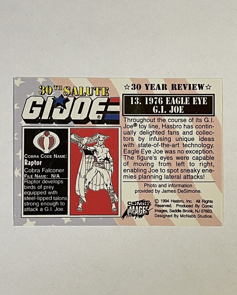 G.I. Joe 30th Salute 1976 Eagle Eye GI Joe Comic Images 1994 Card #13 ...