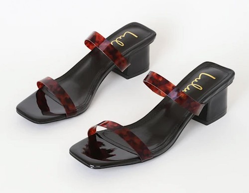 Lulus Fallyn Tortoise Brown Vinyl Strappy Open Toe Mule Sandal Sz 8 | eBay