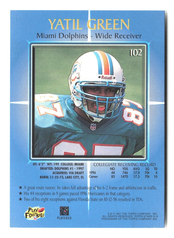1997 Topps Stars #102 Yatil Green | eBay