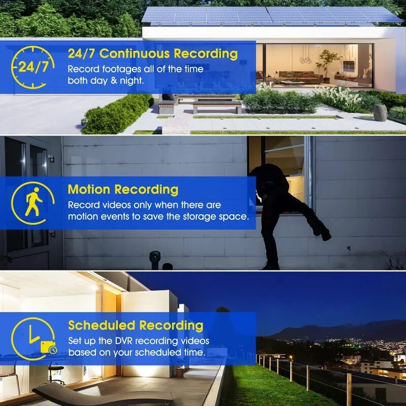 5MP HD 8CH DVR 8 Home Outdoor Cameras CCTV Security System Motion ...
