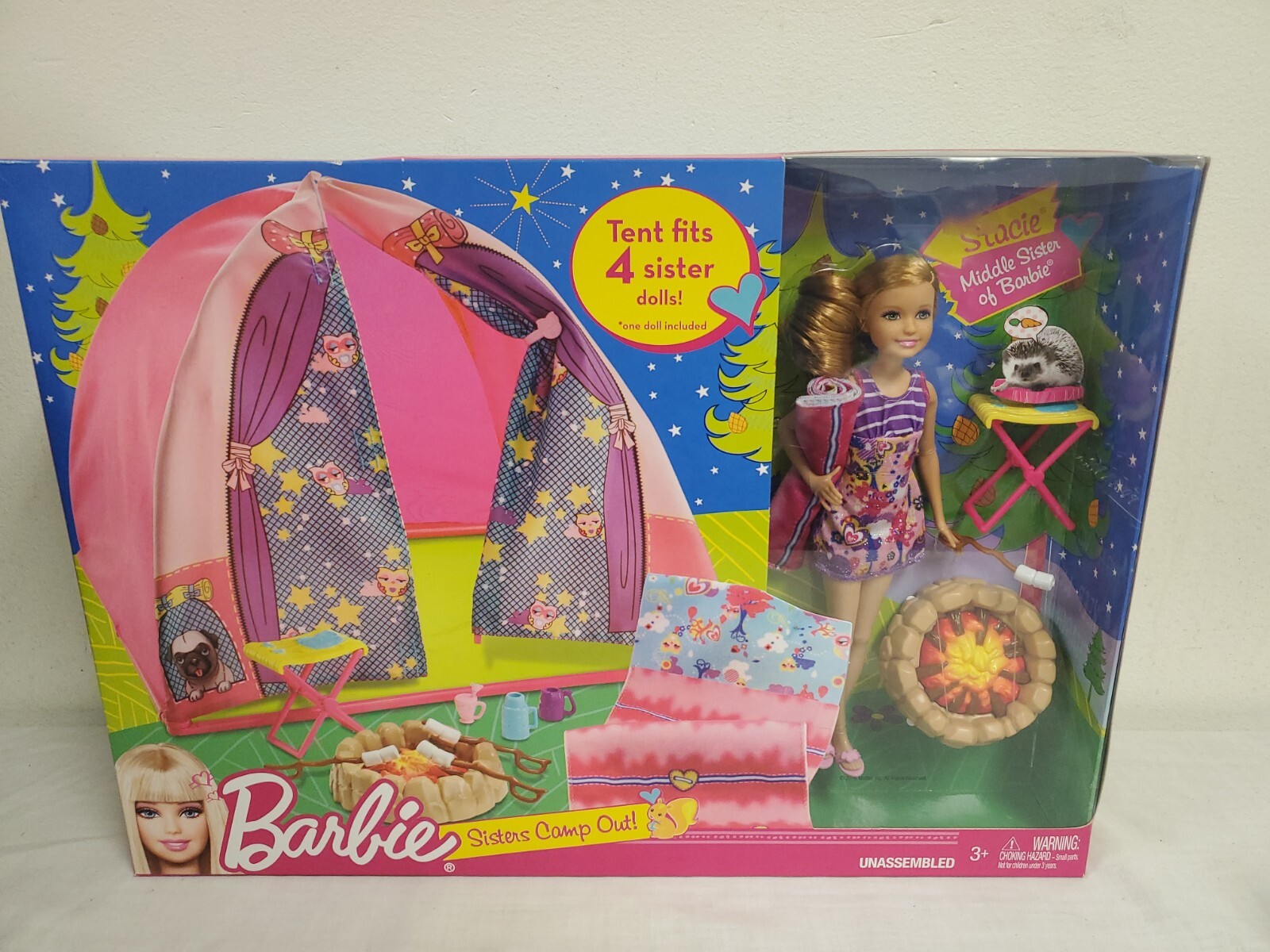 Barbie Sisters Camp Out NRFB Stacie Doll Barbie Tent Fire Pit ...