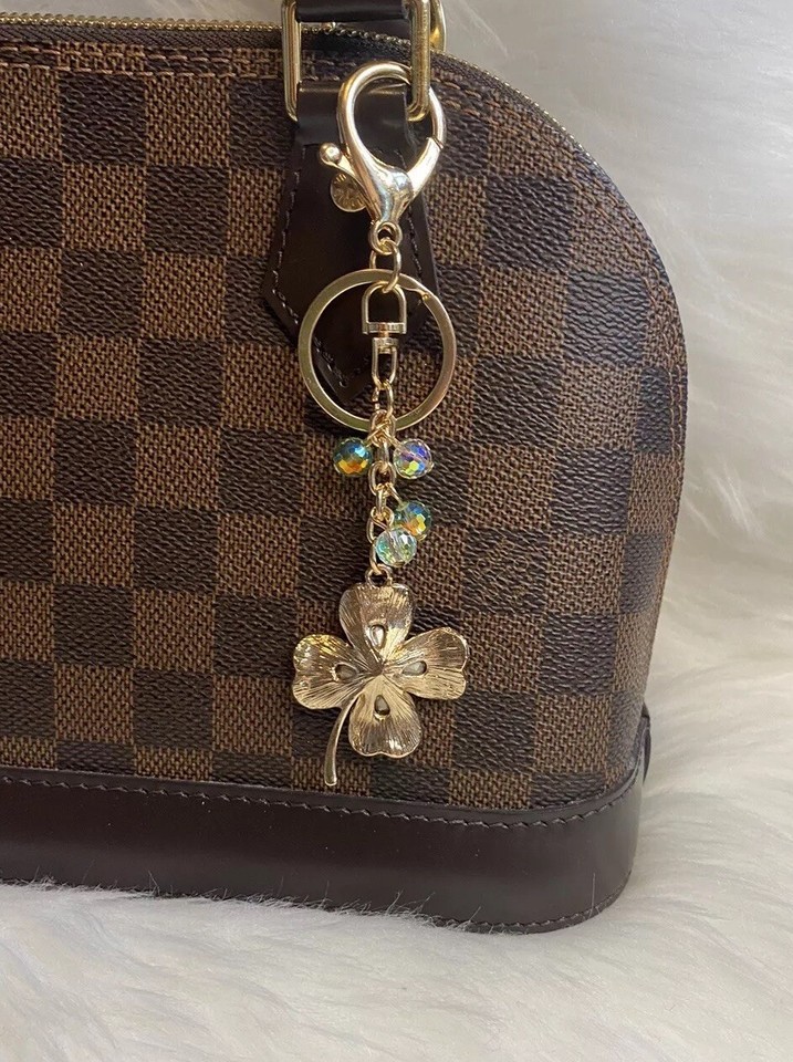Lucky Clover Key Chain Ring Keychain Four Leaf Cloverleaf Bag Charm ...