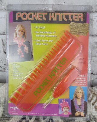 NEW Pocket Knitter Caron Intl. Orange Knitting Loom Kit & 7 Patterns | eBay