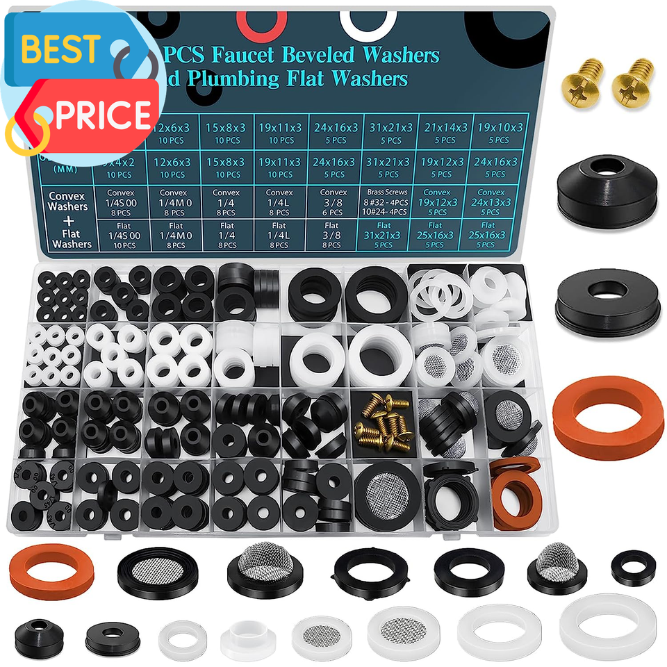 233 Pcs Plumbing and Faucet Washers Assortment Kit for Assorted Spigot ...