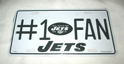 NEW YORK JETS #1 FAN EMBOSSED METAL LICENSE PLATE #3w - NEW | eBay