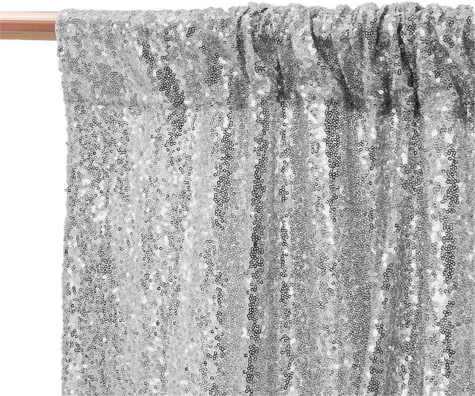 8FTx9FT Silver Sequin Backdrop Curtain Glitter Silver Sequin Curtains ...
