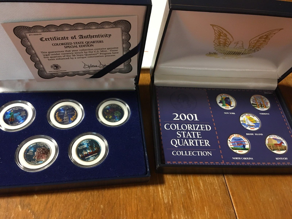 colorized USA quarter sets 2000, 2001. Quarter dollar collection 2001 ...