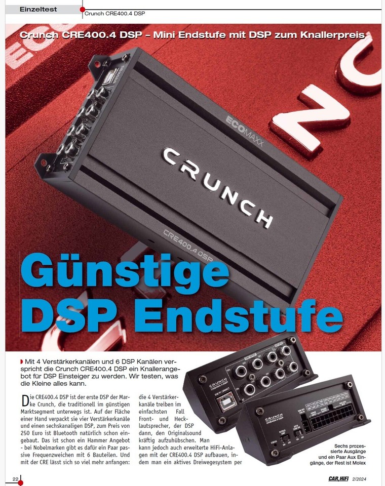 Crunch CRE400.4DSP-ISO.M3 Dsp Amplificateur Compatible Avec BMW X3 F25 ...