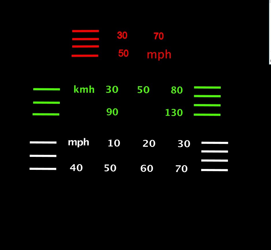 MPH stickers for KPH speedo/speedometer bike car lorry motorhome speed ...