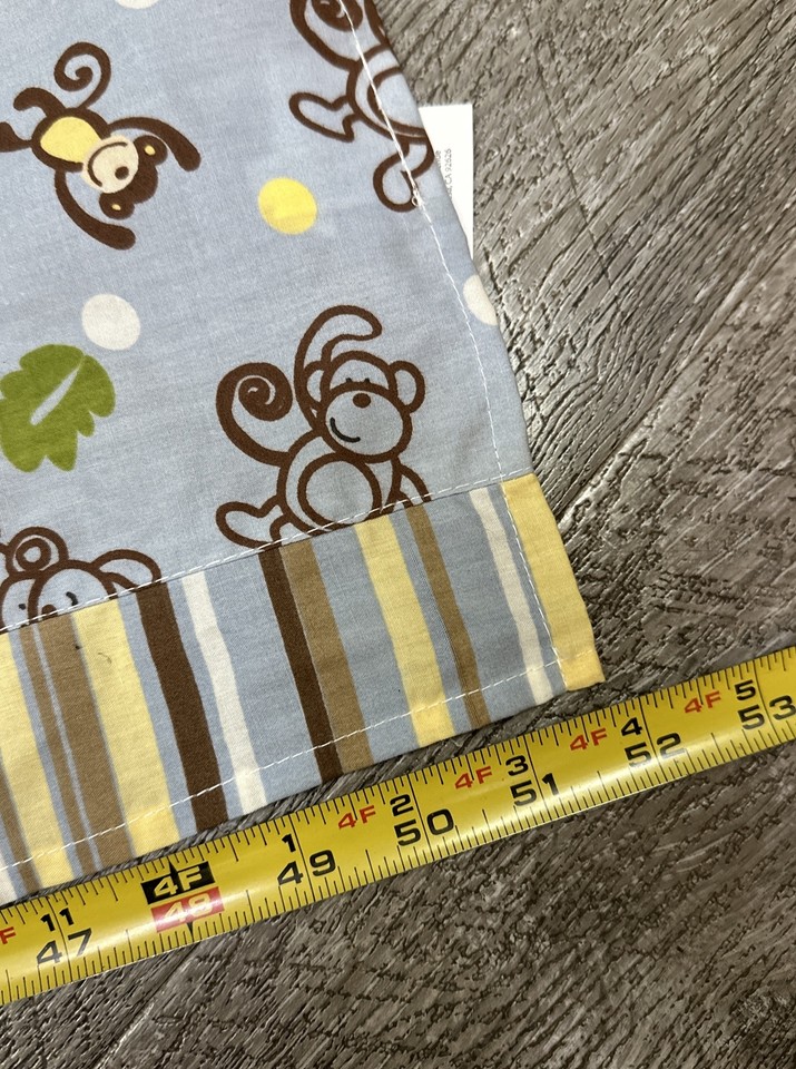 CoCo & Company Monkey Valance 52 x 15 inches brown & blue dots & stripes | eBay