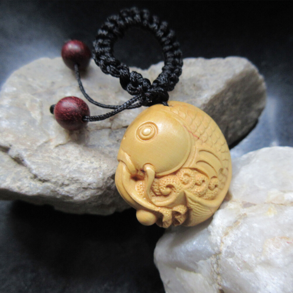 Vintage Boxwood Netsuke Pendants For Jewelry Making Statues Figure Fish ...