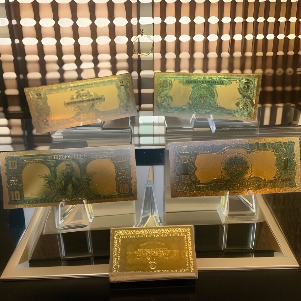 4PC MINT Banknote W/COA Lot💵GOLD 1899 $10 Bison&$1 Eagle Rep*Notes+ ...