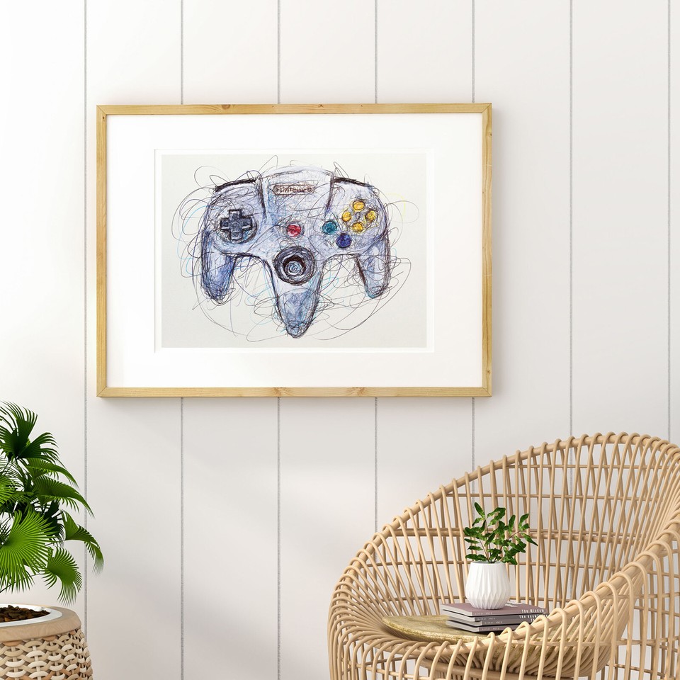 N64 Controller Ballpoint Pen Print, Nintendo Art Poster | eBay