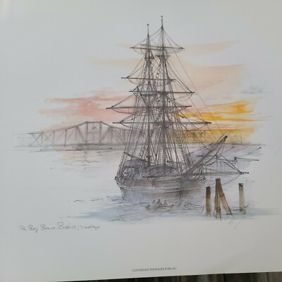 MADS STAGE NAUTICAL SHIP The Brig Beaver Boston LITHOGRAPH PRINT ...