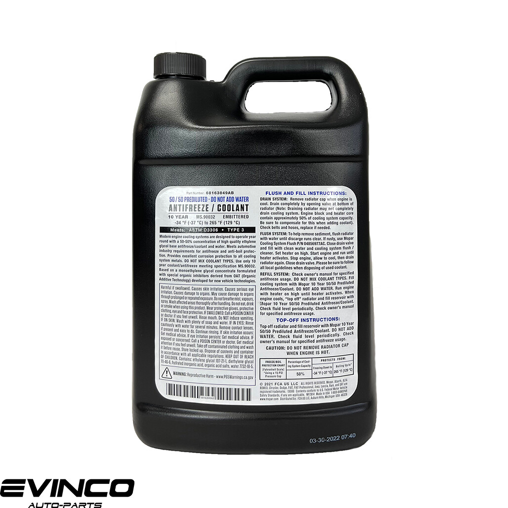 Mopar Antifreeze Coolant 10 Year Color Code Chart - Infoupdate.org