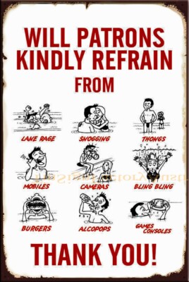 PATRONS KINDLY REFRAIN Vintage Retro Rustic Pool Warning Man Cave Metal ...