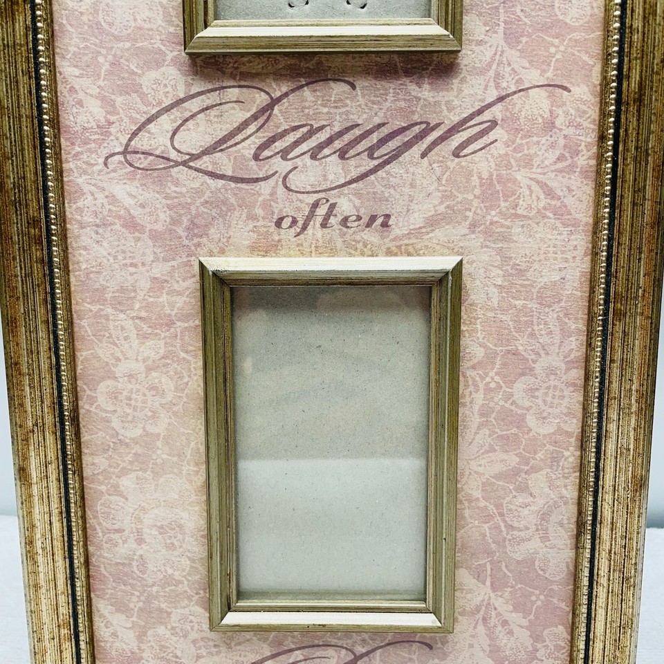 EUC "Live, Love, Laugh" Double Photo Frame, Hanging & Easel-Back, For 3 ...