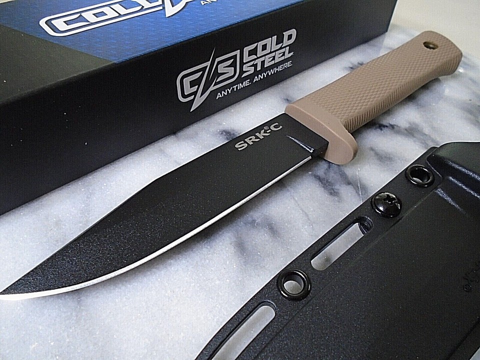 Cold Steel SRK-C Compact Fixed Blade Knife Full Tang SK-5 Black Tan ...