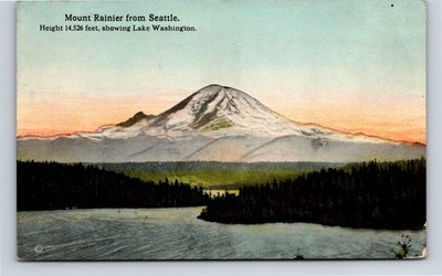 Mount Rainier Volcano & Lake Washington From Seattle Divided Back ...