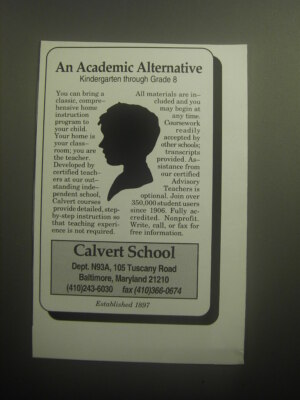 1993 Calvert School Ad - An Academic Alternative Kindergarten through ...