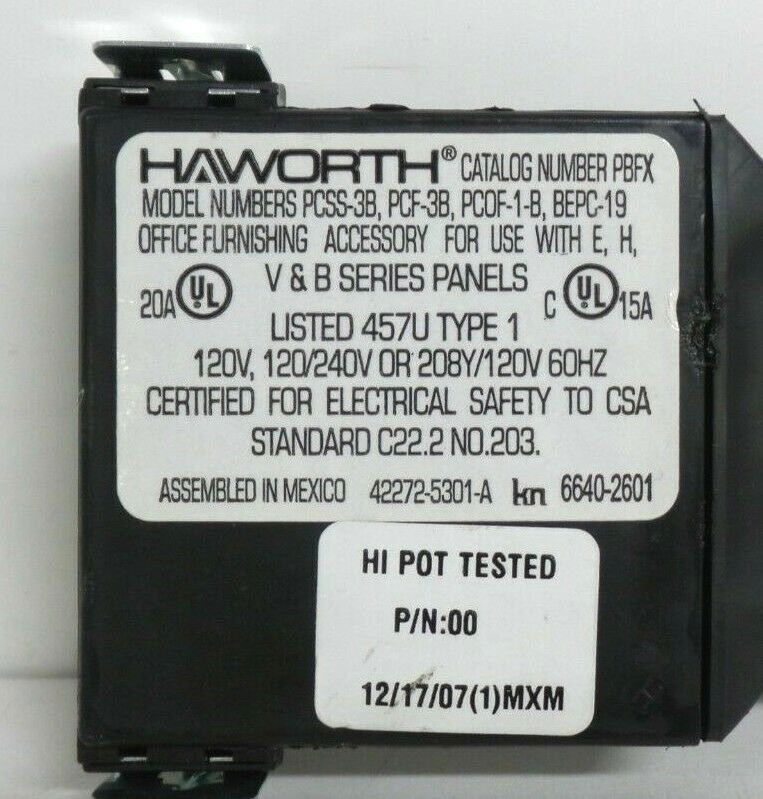 HAWORTH PCSS-3B Electrical Cable Wire Connector Cubical Panel | 6640 ...