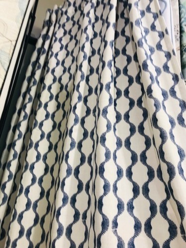 Ballard Designs Thea Wave Stripe Drapes Set 2 Indigo Blue 50x 84 ...